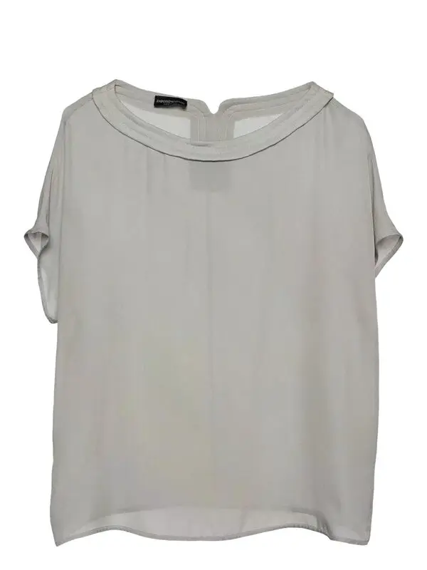 Emporio Armani Short-sleeve Silk Top - Grey