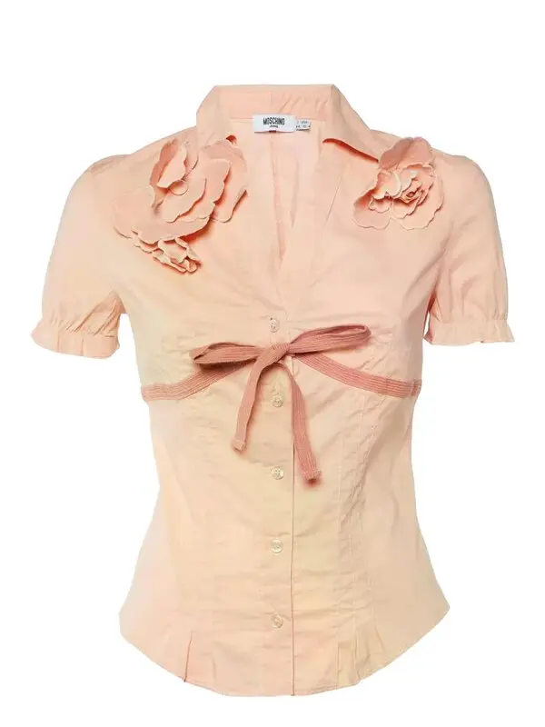 Moschino Flower-appliqué Buttoned Shirt - Pink