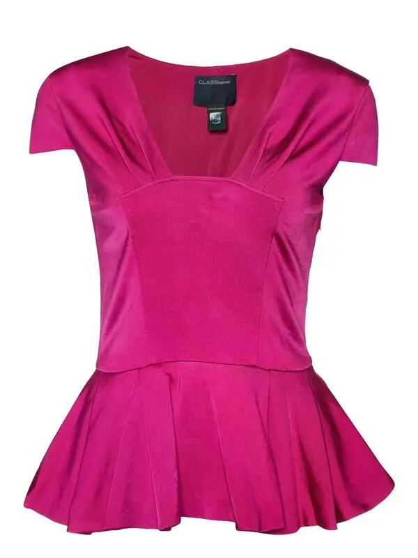 Roberto Cavalli Flared Peplum Top - Pink