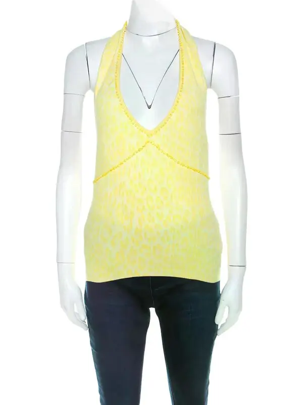 Blumarine Beaded Halterneck Top - Yellow