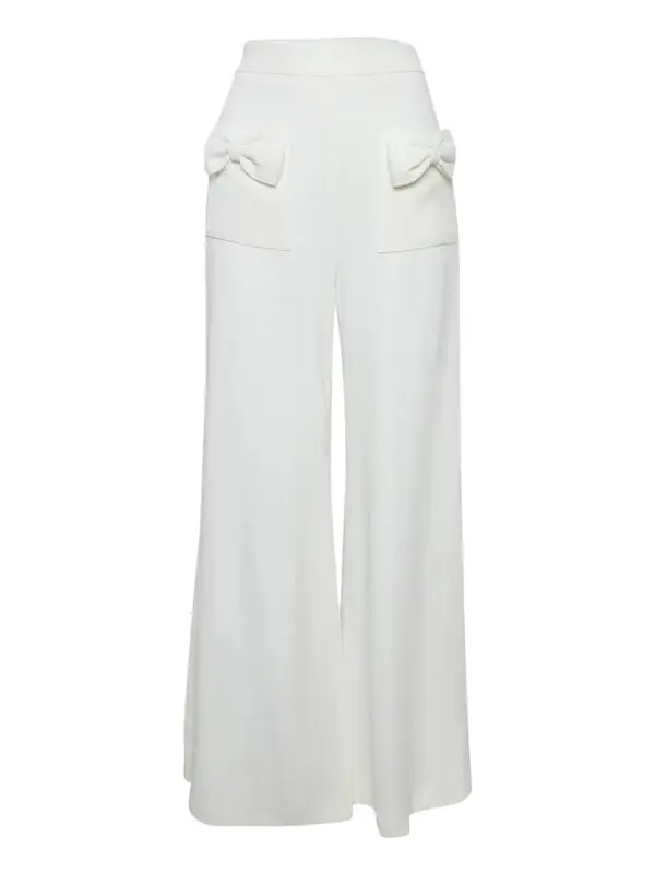 Elisabetta Franchi Bow-detail Crepe Trousers - White