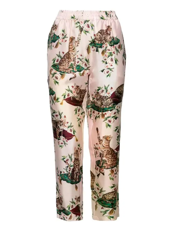Dolce & Gabbana Graphic-print Silk Pants - Pink