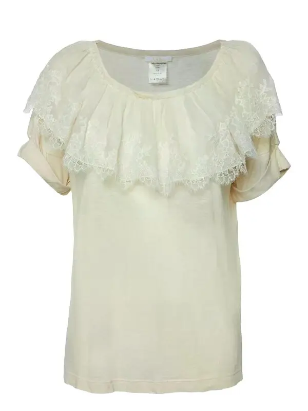 Chloé Lace Ruffle Top - Neutrals