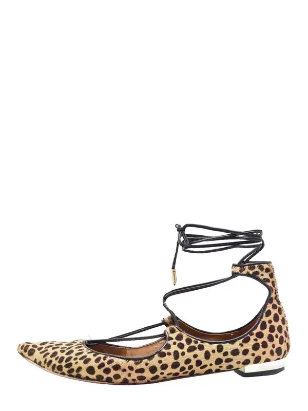 AQUAZZURA Calf Hair Flats - Brown