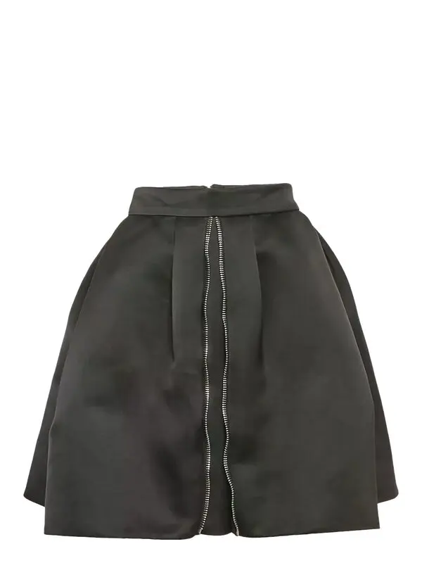 Alexander McQueen Pleated Satin A-line Skirt - Black