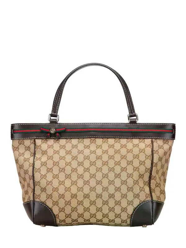 Gucci Gg Canvas Web Mayfair Tote Bag - Brown