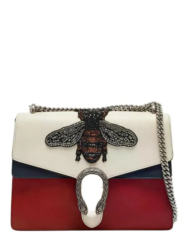 Gucci Bee-embellishment Leather Shoulder Bag - White
