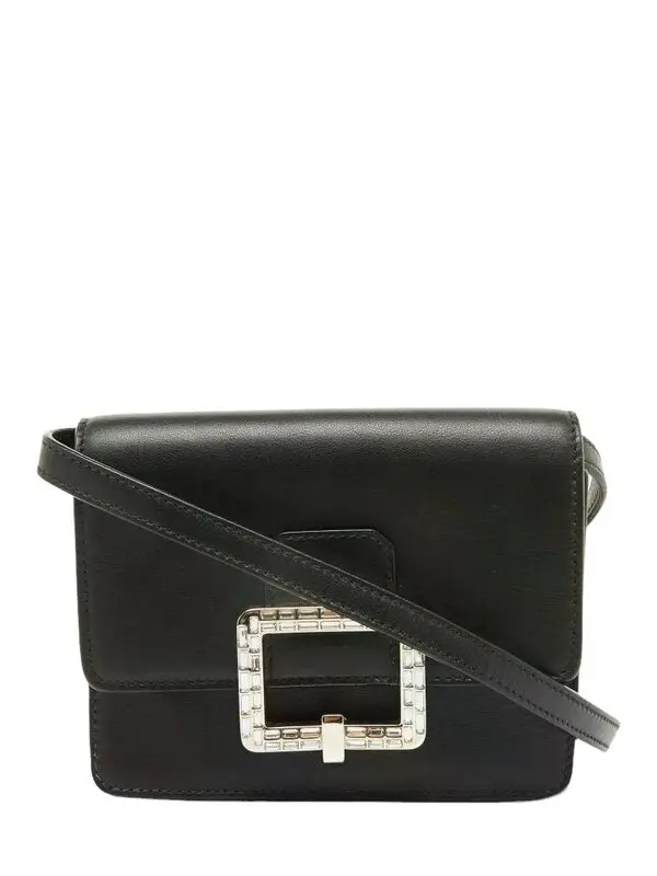 Bally Leather Crystal Buckle Bag - Black