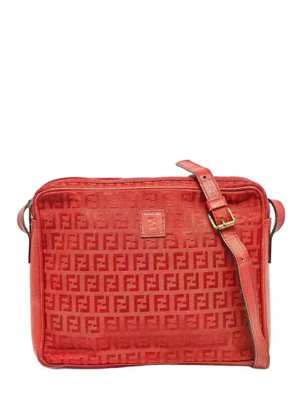 Fendi Ff Pattern Leather Crossbody Bag - Red