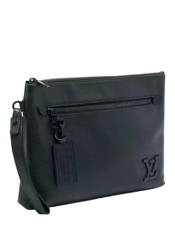 LOUIS VUITTON Takeoff Leather Zip Pouch - Black