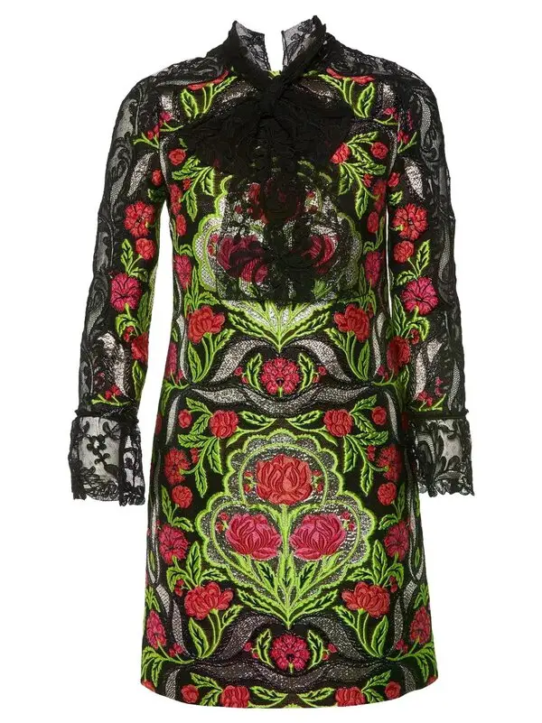 Gucci Floral Lace Dress - Black