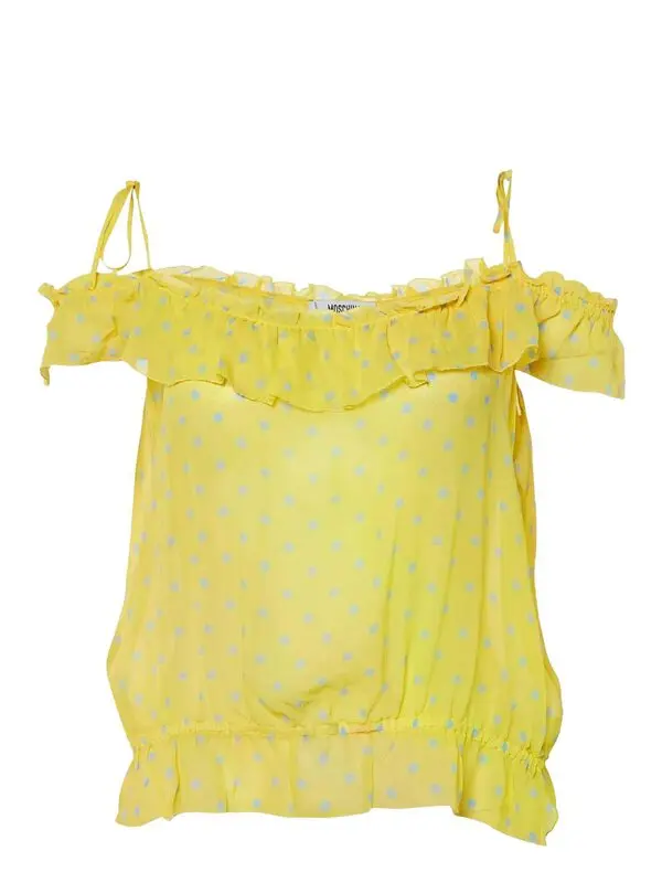 Moschino Ruffled Polka Dot Top - Yellow