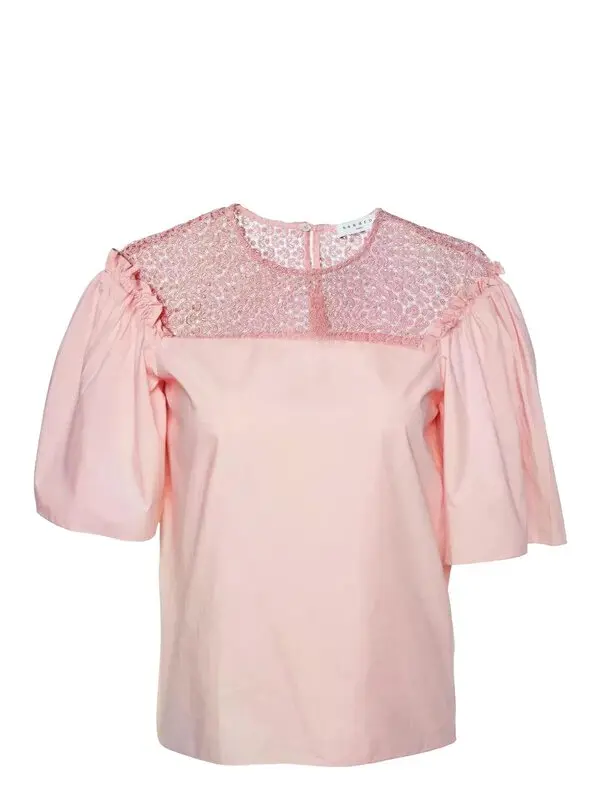 Sandro Ruffled Lace-yoke Blouse - Pink