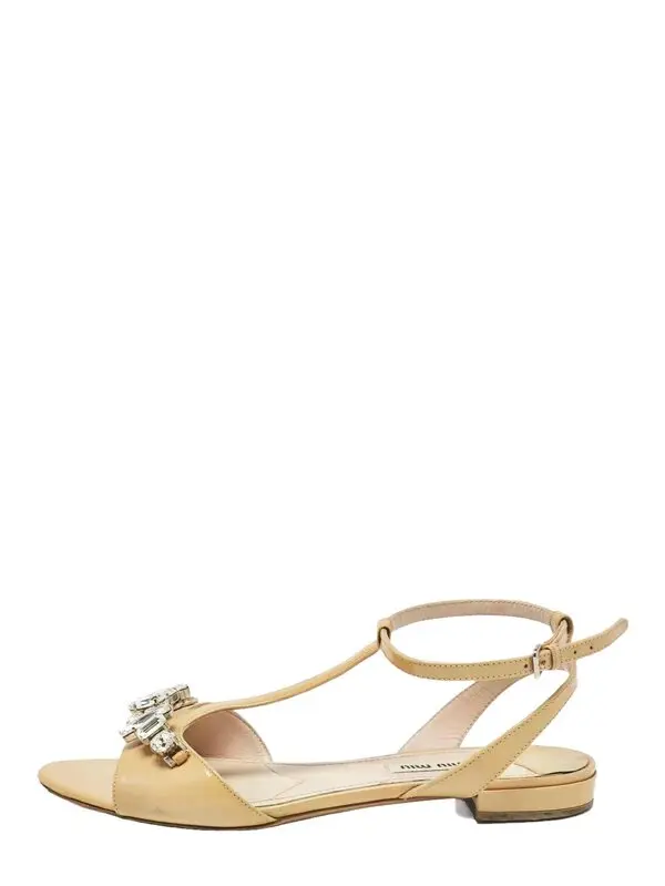 Miu Miu Crystal-embellished Flat Sandals - Neutrals