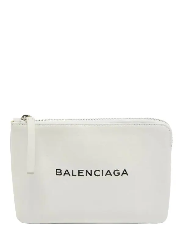 Balenciaga Zipped Leather Pouch - White