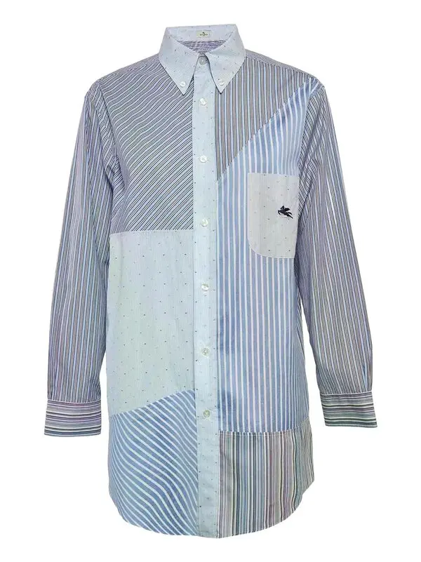 Etro Stripe Patchwork Shirt - Blue