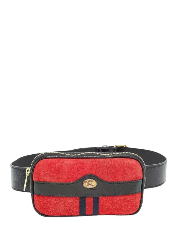 Gucci Suede Panelled Belt Bag - Red