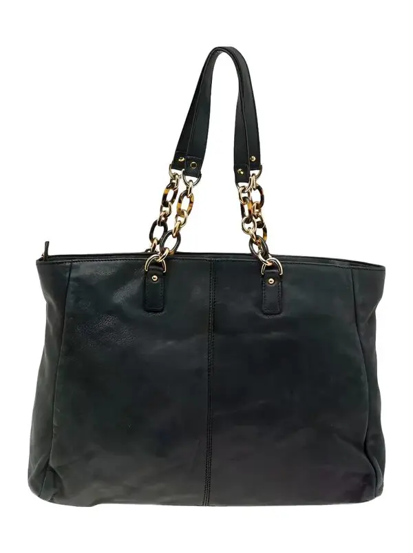 Fendi Chain-detail Leather Tote Bag - Black