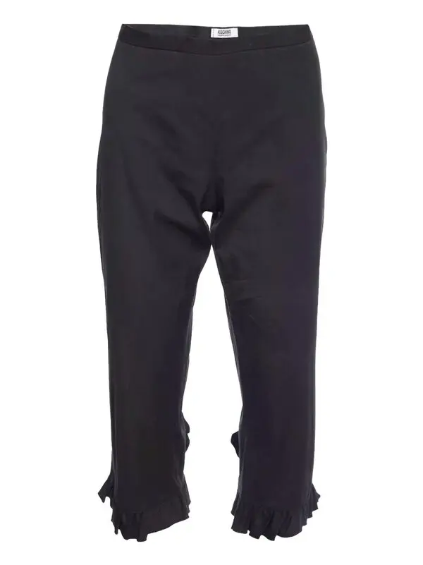 Moschino Ruffled Cotton-blend Trousers - Black