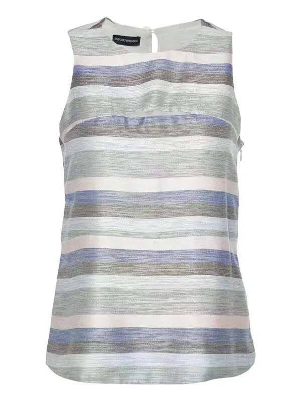 Emporio Armani Striped Sleeveless Top - Grey