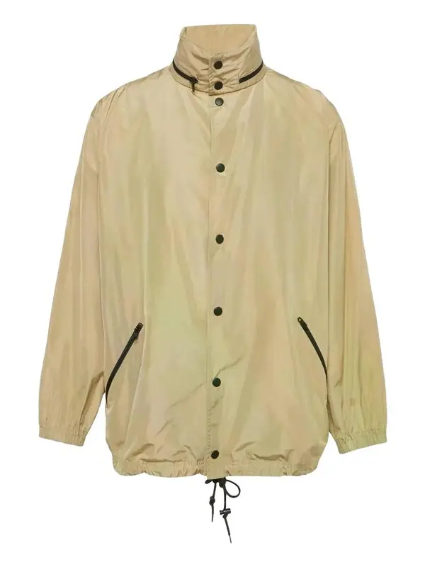 Balenciaga Concealed-hood Logo-print Jacket - Neutrals