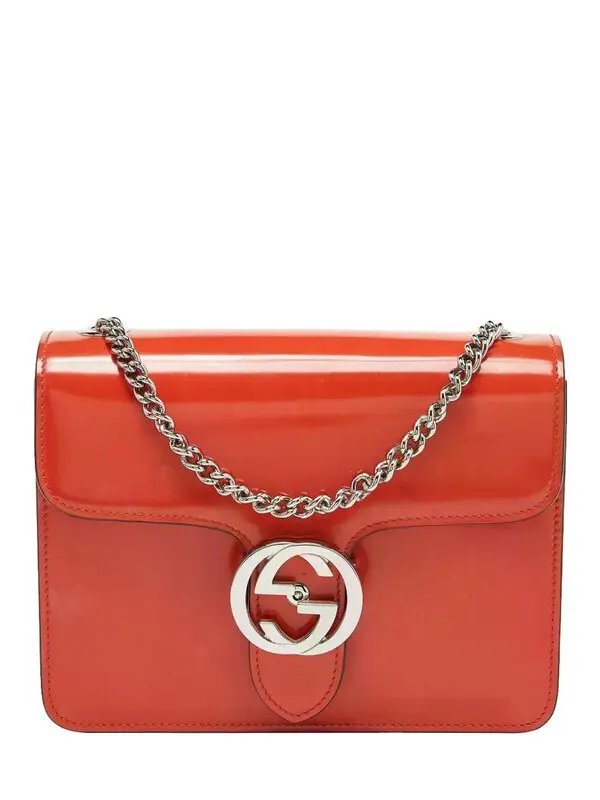 Gucci Gg Leather Shoulder Bag - Orange