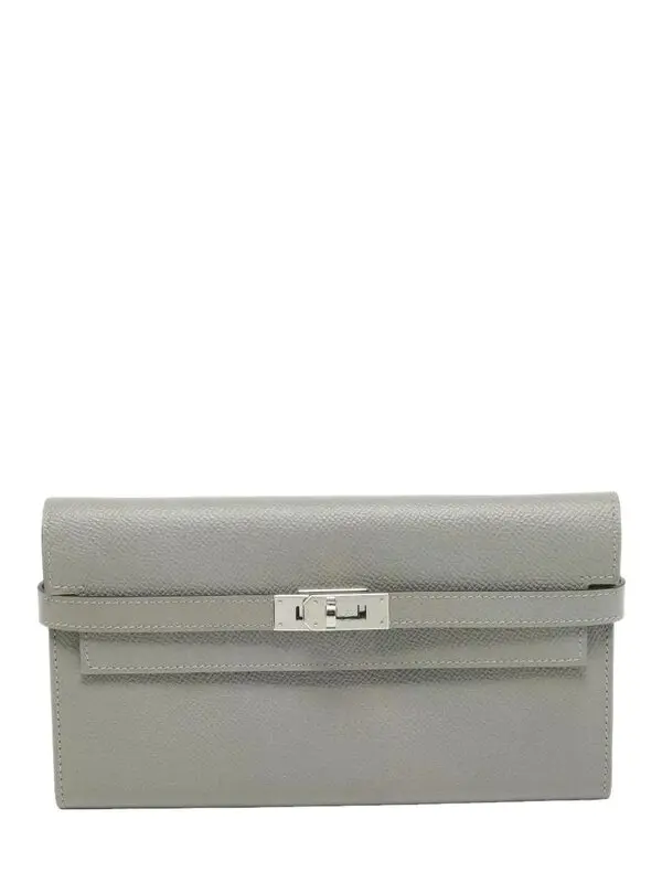 Hermès Kelly To Go Grain-textured Flap Clutch - Grey