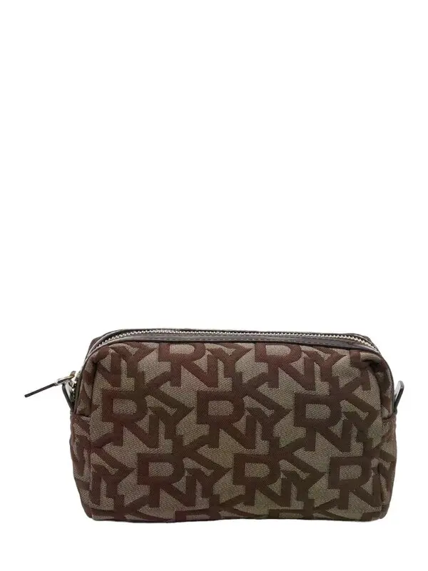Dkny Monogram Patent Pouch - Brown