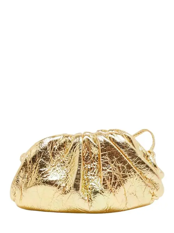 Bottega Veneta The Mini Pouch Leather Coin Purse - Gold