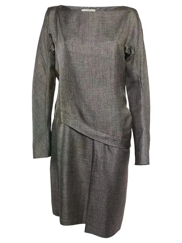 Balenciaga Asymmetrical-hem Wool-blend Midi Dress - Grey