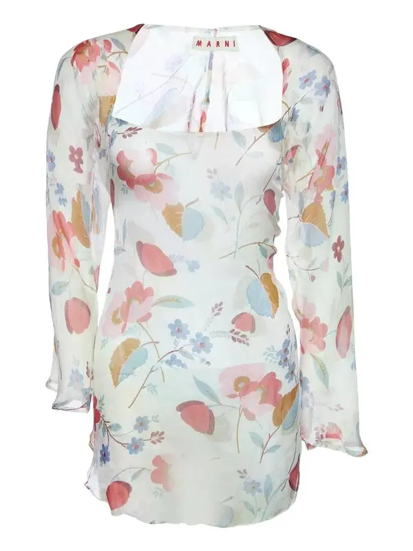 Marni Floral-print Sheer Blouse - White