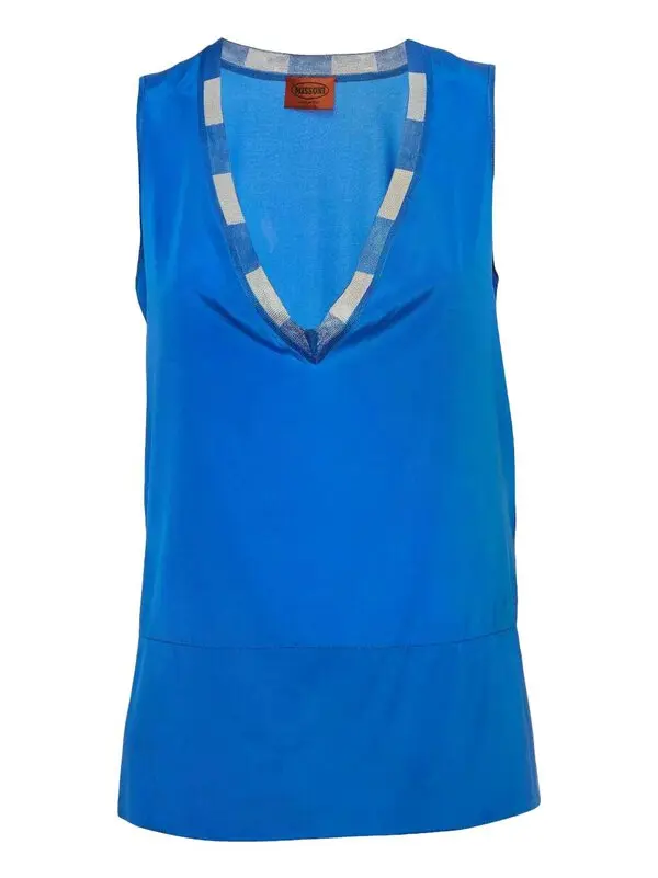 Missoni Silk-blend V-neck Top - Blue