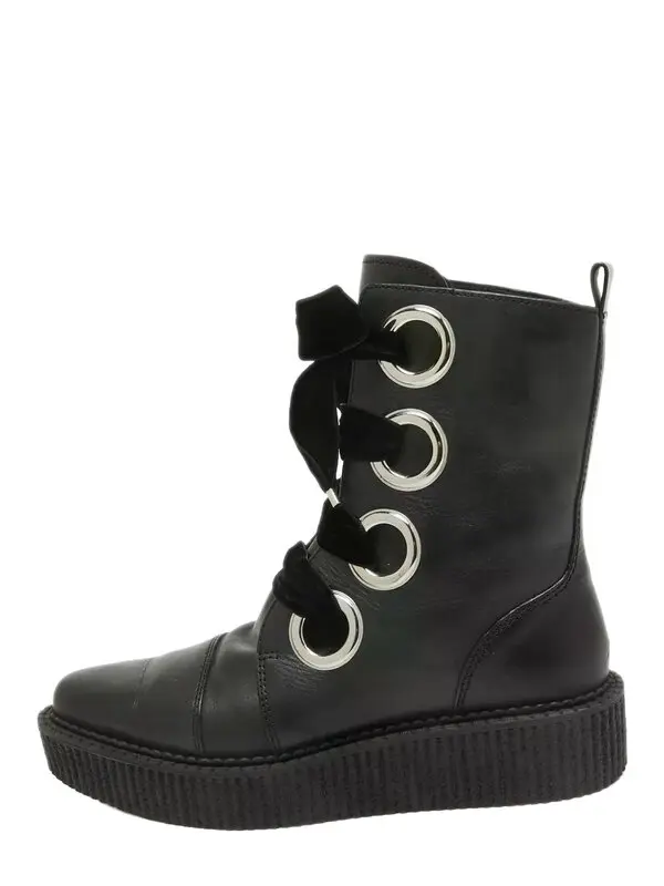Marc Jacobs Velvet-lace Combat Boots - Black