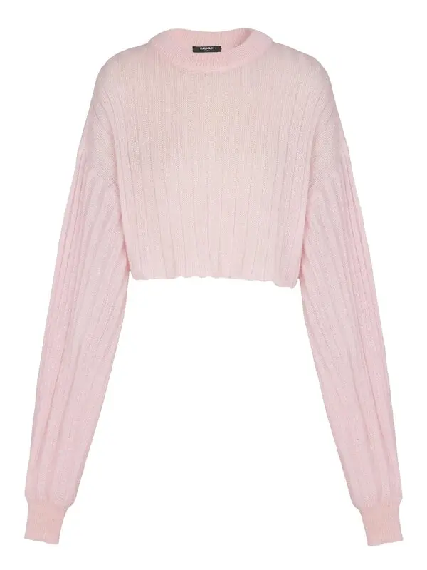 Balmain Mohair-silk Cropped Sweater - Pink