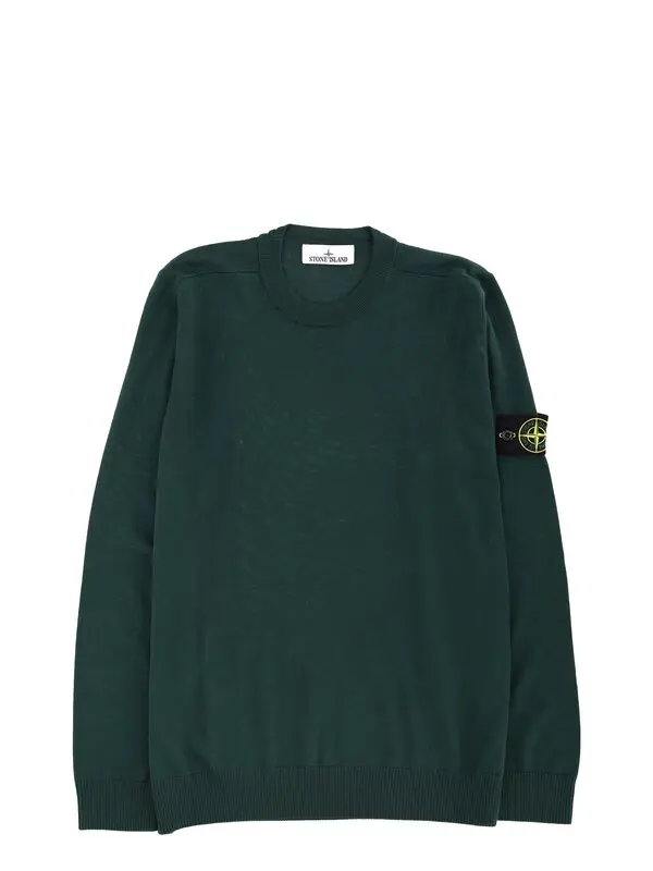 Stone Island Jersey With Logo Patch - Green