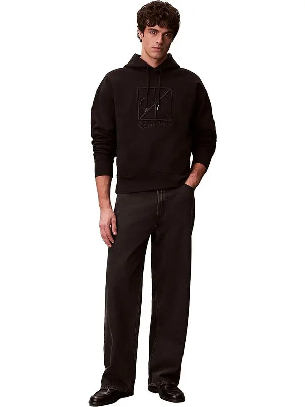 Calvin Klein Emblem Logo Terry Zip Hoodie - Black