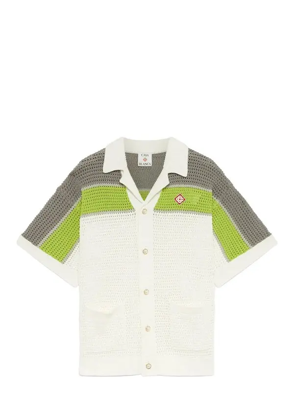 Casablanca Stripe Crochet Short Sleeve Shirt - Multicolor