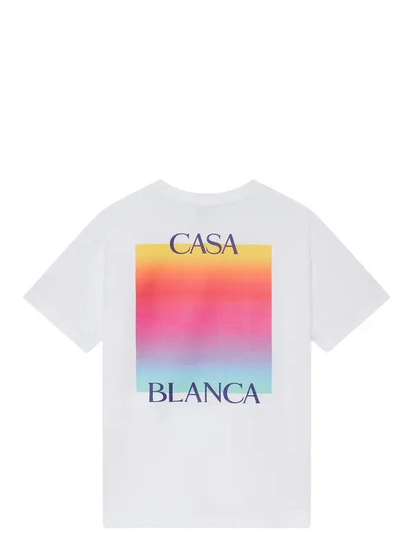 Casablanca Gradient Square Logo Short Sleeve T-shirt - White