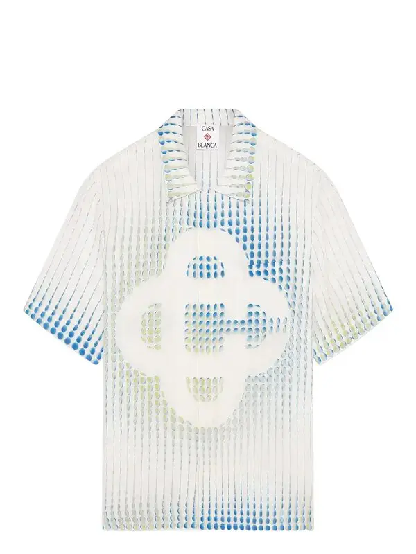 Casablanca Dots Short Sleeve Linen Shirt - White