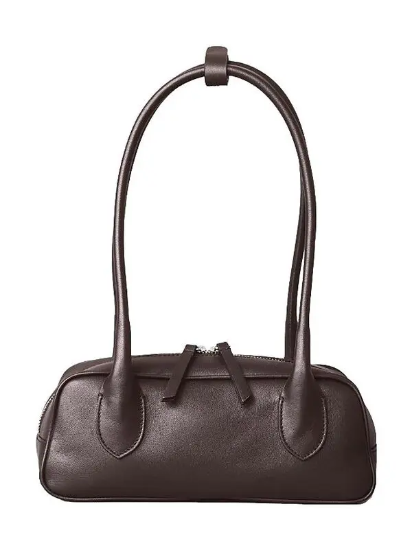 HYER GOODS Mini La Strada East West Shoulder Bag - Chocolate / Silver