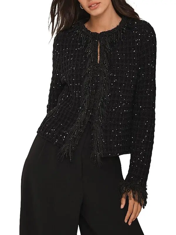 Mint Velvet Sequin Embellished Jacket - Black