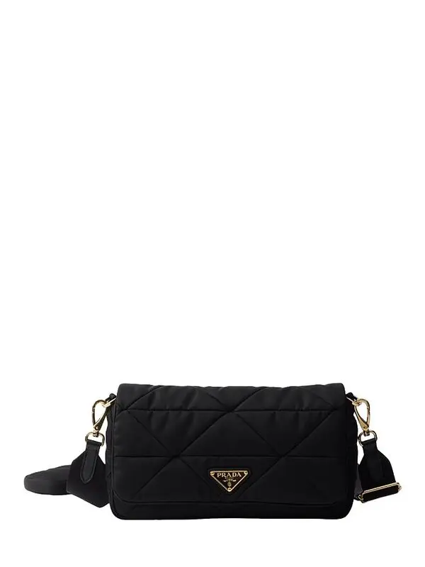 Prada Padded Re-nylon Shoulder Bag - Black And Gold