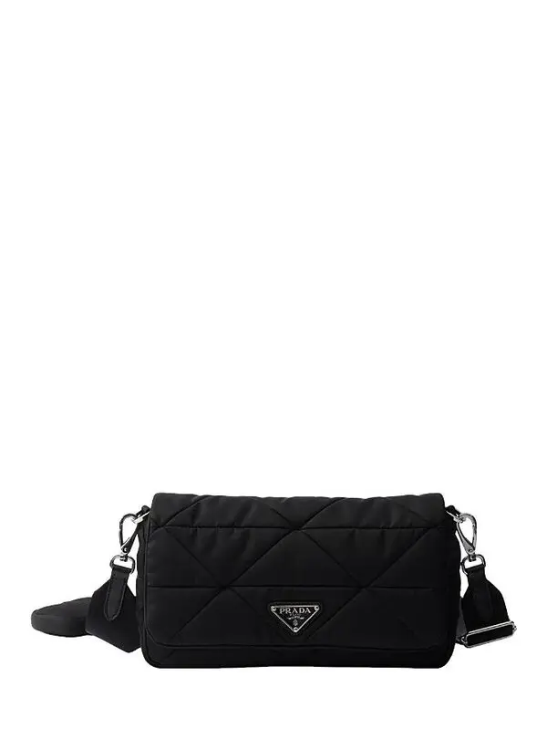 Prada Padded Re-nylon Shoulder Bag - Black And Sliver