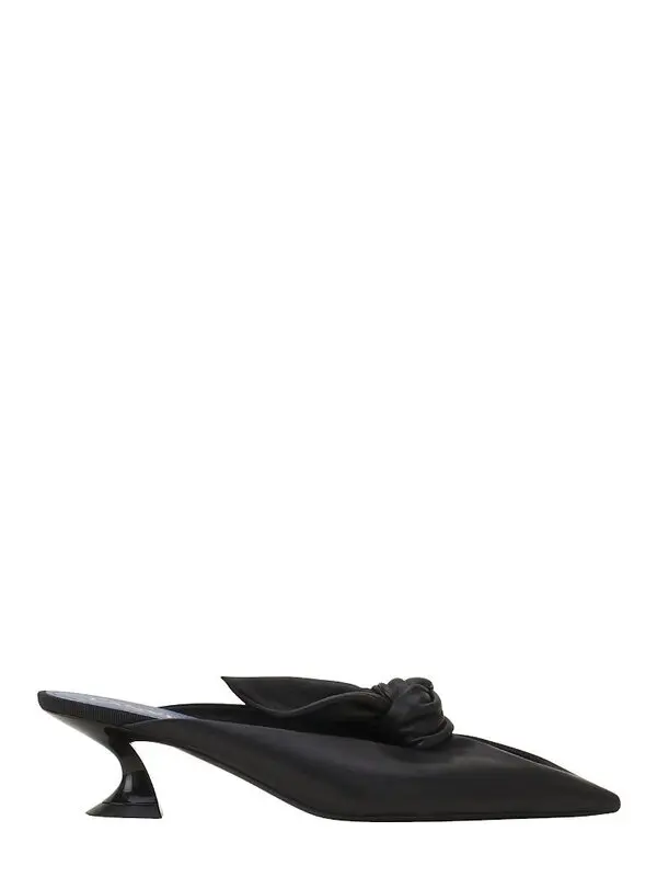 LANVIN Midnight Step Bow Leather Mule - Black