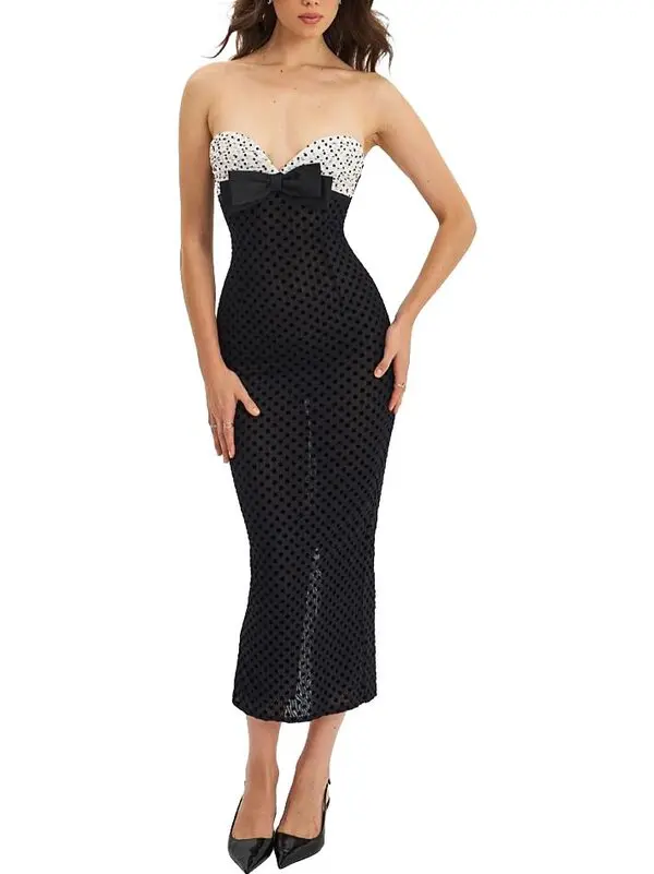 MISS CIRCLE Faith Polka Dot Sweetheart Maxi Dress - Black And White