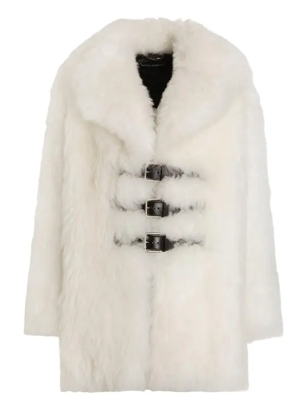 Dolce & Gabbana Single-breasted Faux Fur Coat - White