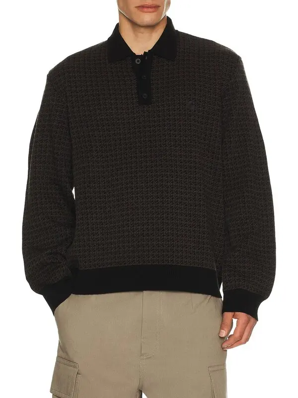 Carhartt Work In Progress Long Sleeve Lowis Polo In Black - Lowis Houndstooth & Vitola Heather