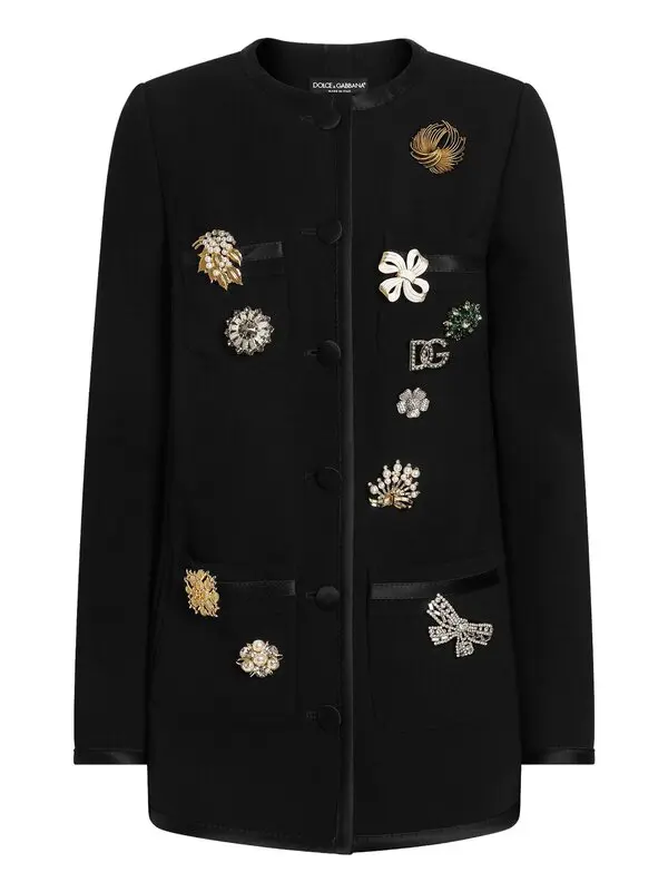 Dolce & Gabbana Single-breasted Jacket In Double Crêpe - Black