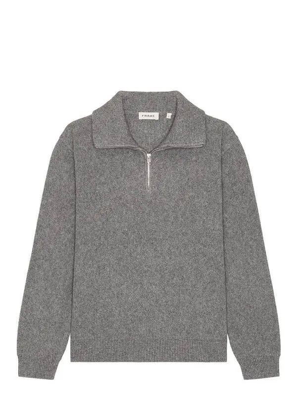 FRAME Wool Zip-up Sweater - Grey Melange