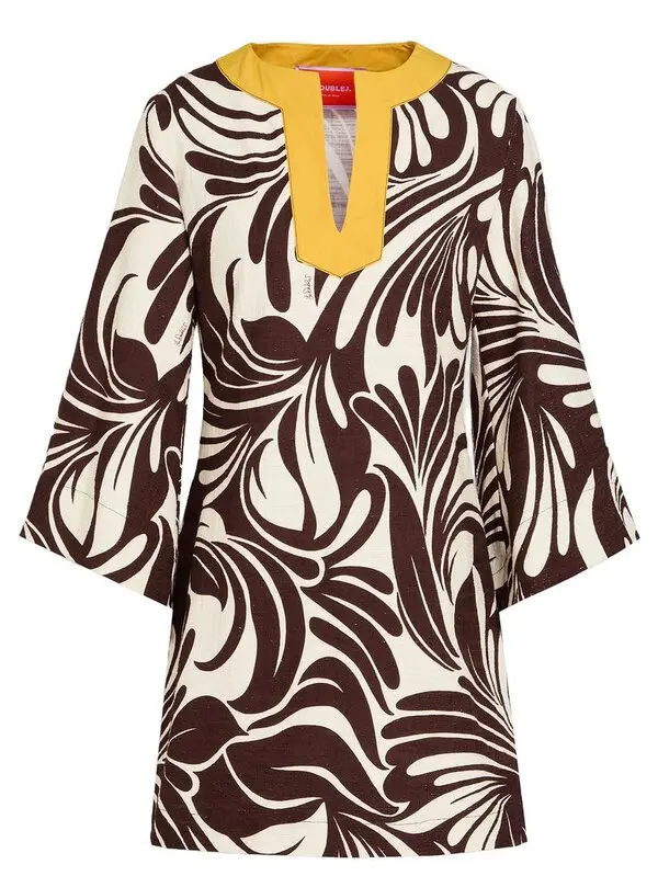 La DoubleJ Printed Cotton-blend Gauze Kaftan - Chocolate